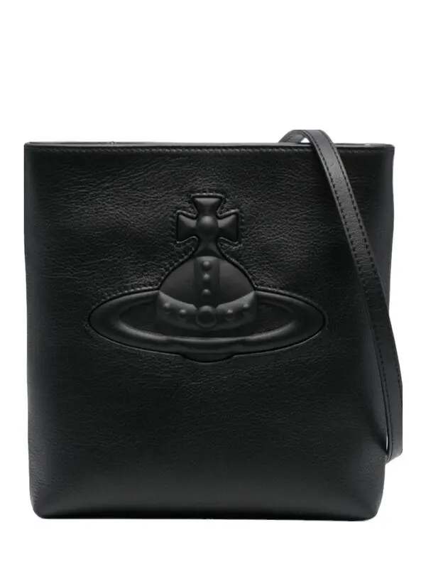 VIVIENNE WESTWOOD Embossed Logo Shoulder Bag - Black