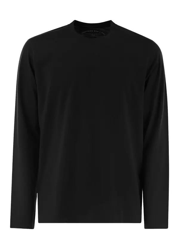 Fedeli Long-sleeved Crew Neck T-shirt - Black