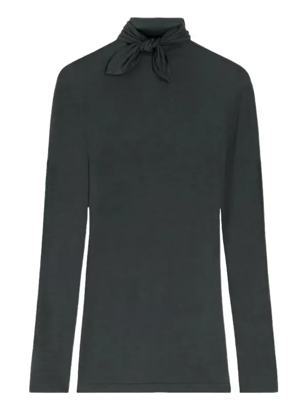 LEMAIRE Long Sleeve Top With Integrated Scarf - Coal