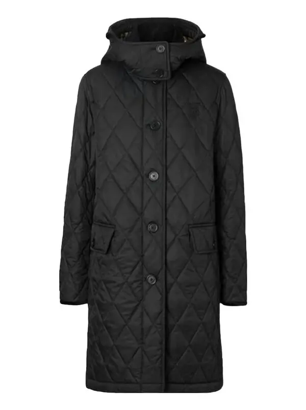 Burberry Quilted Cotton Coat With Classic Collar - Black