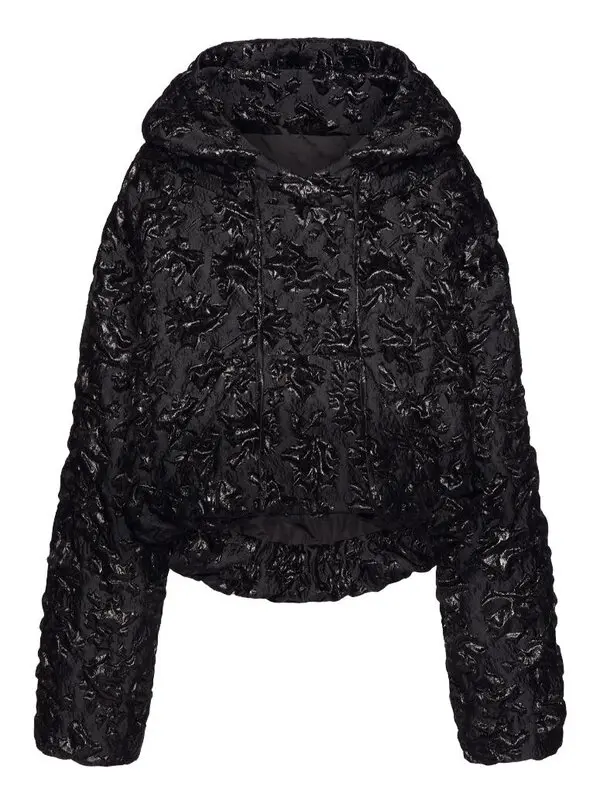 Valentino Garavani Floral Jacquard Hooded Jacket - Black