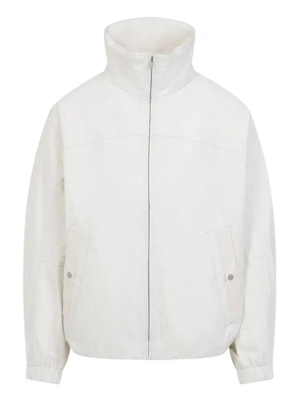 MORDECAI High Collar Zip-up Jacket With Stripe Detail - White