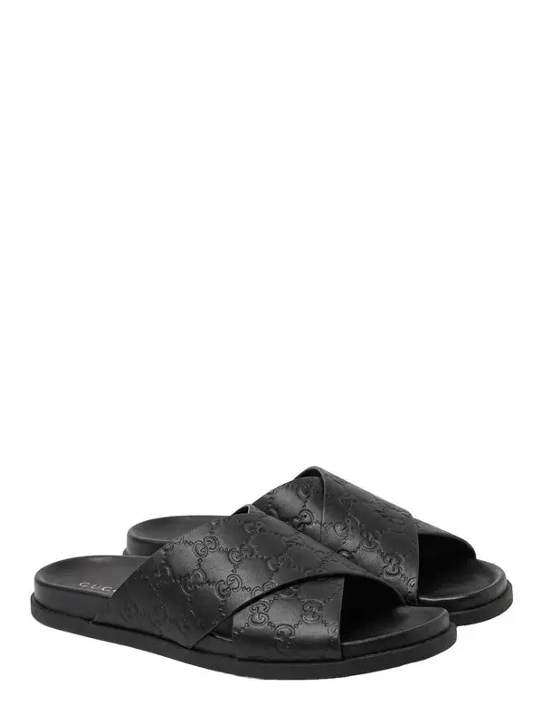 Gucci Dali Soft Embossed Monogram Slides - Black