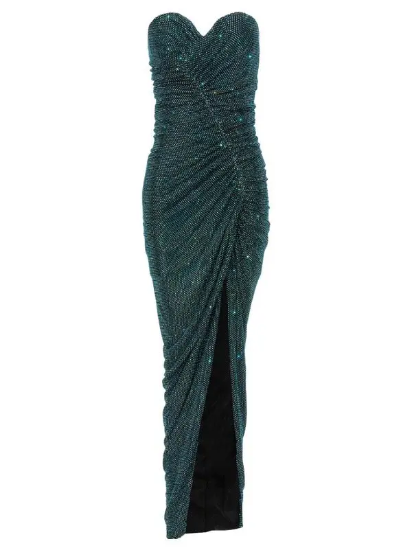 Alexandre Vauthier Embellished Ruched Strapless Maxi Dress - Green