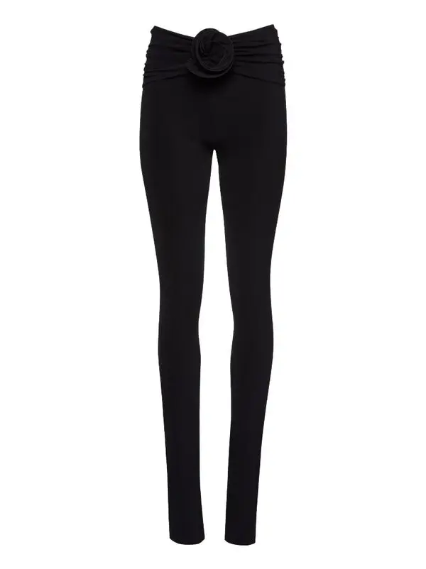 Magda Butrym Floral-appliqué Ruched Leggings - Black