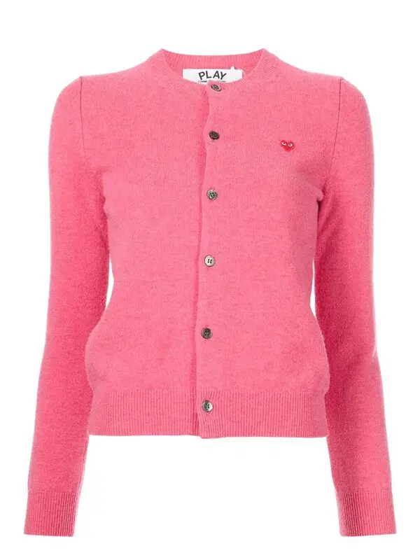 Play Comme Des Garcon Round Neck Knitted Cardigan - Pink