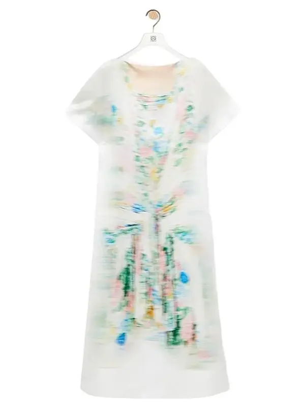 Loewe Pattern-printed Short-sleeved Midi Dress - White
