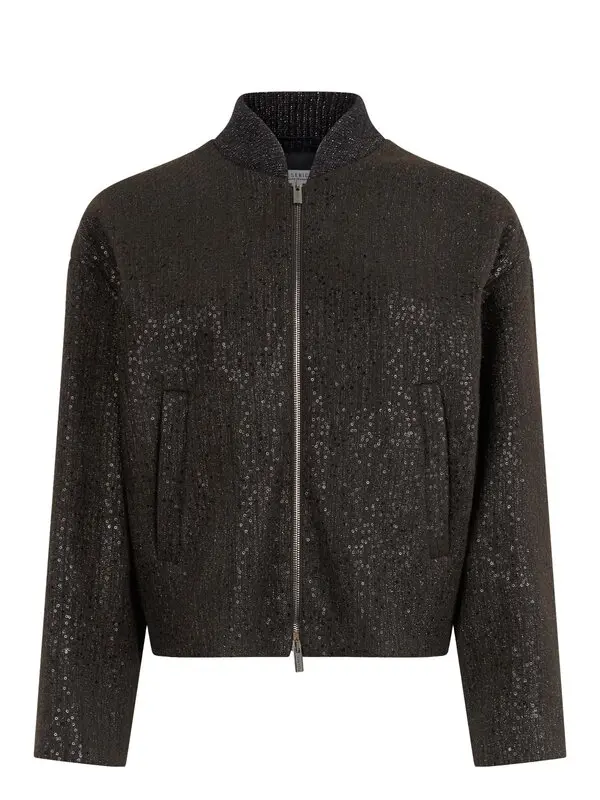 Peserico Sequined Zip-up Jacket - Black