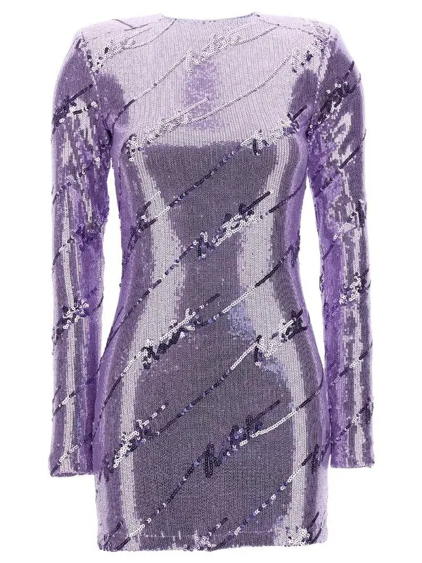 ROTATE BY BIRGER CHRISTENSEN Sequined Long-sleeved Dress - Purple