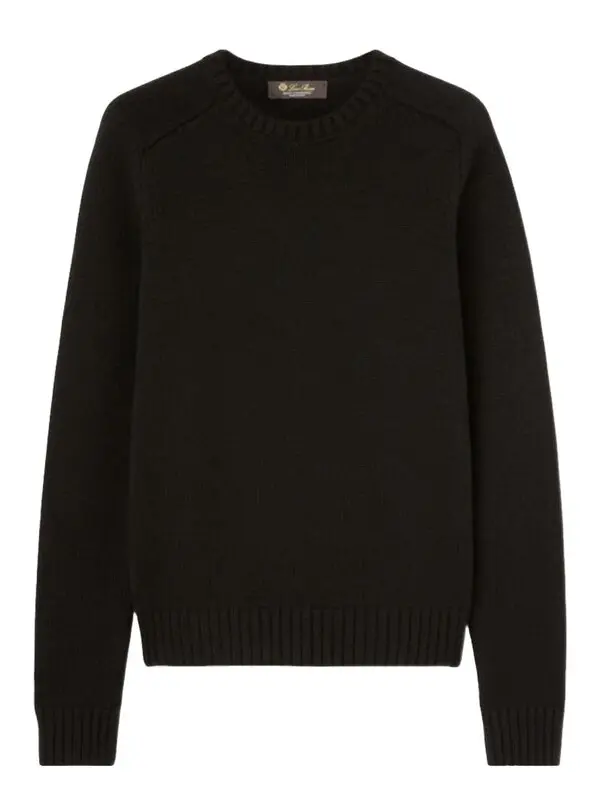 Loro Piana Crewneck Jumper With Rib Knitting - Black