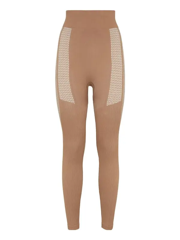 Fendi Logo Detailed High-waisted Leggings - Brown