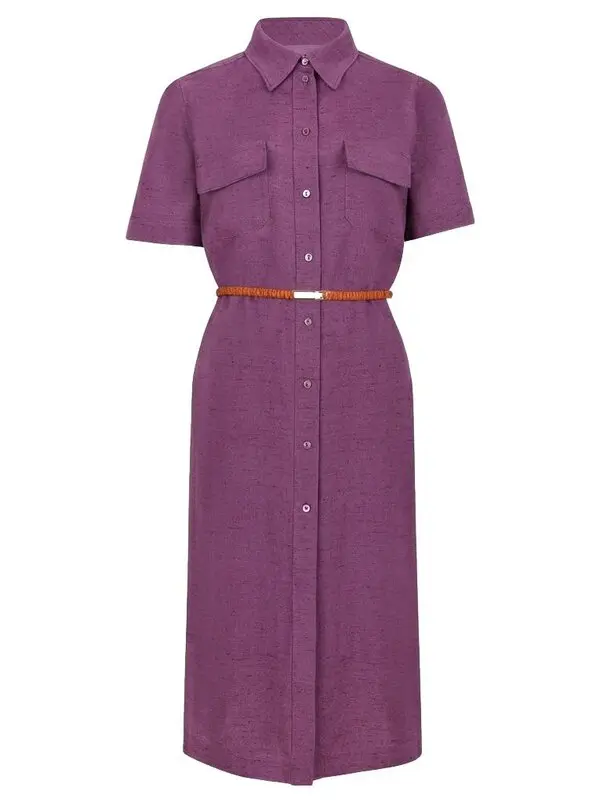 Gucci Midi Shirt Dress With Detachable Belt - Purple