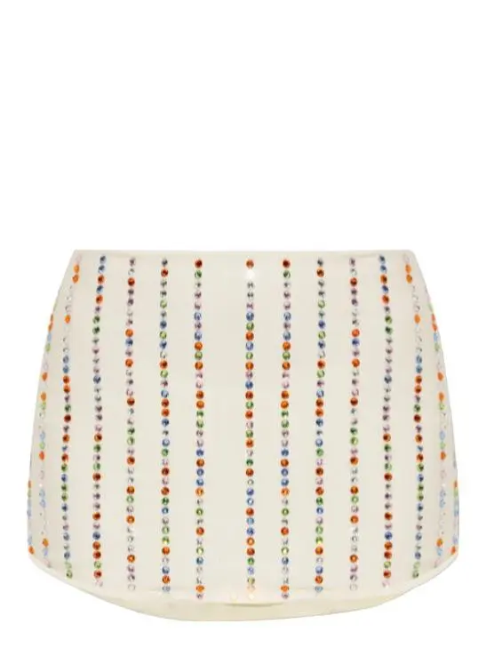 Oseree Embellished Mini Skirt - White