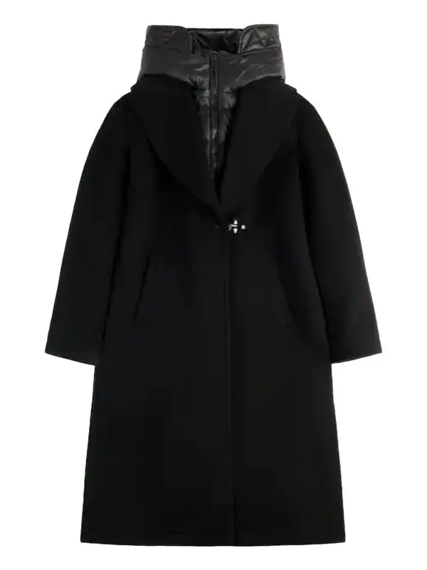 FAY Double Front Hooded Coat - Black