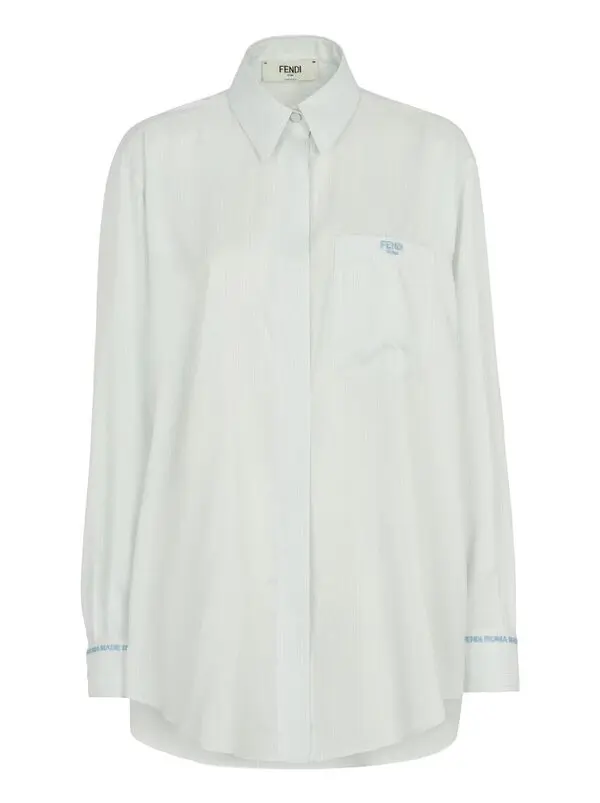 Fendi Long Sleeve Drop Shoulder Shirt - Blue