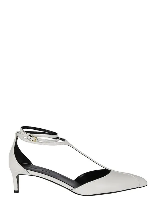 Khaite Mia Pointed Toe Pumps With Adjustable Ankle Strap - White