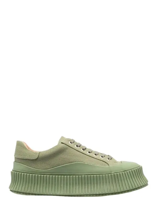 JIL SANDER Round Toe Lace-up Platform Sneakers - Green