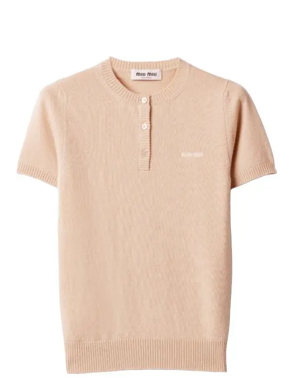 Miu Miu Cashmere Sweater With Mother-of-pearl Buttons - Snow White