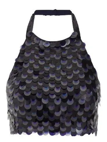 P.a.r.o.s.h Halter Neck Sequin Top - Black