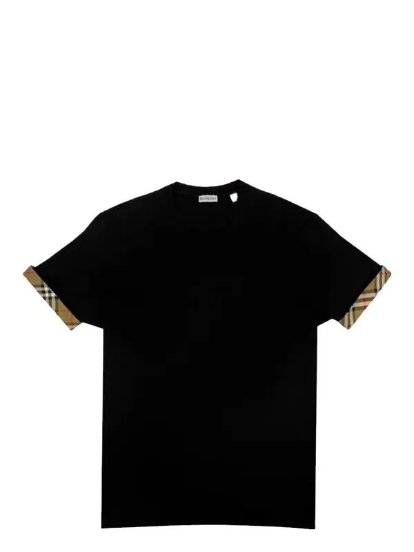 Burberry Check Trim Cotton T-shirt - Black