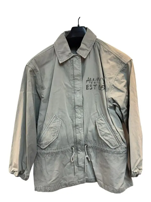 Alexander Wang Long Sleeve Shirt With Lapel Collar And Drawstring Waist - Gray