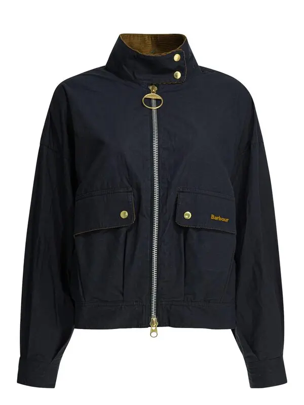 Barbour Logo Detailed Zip Up Jacket - Black
