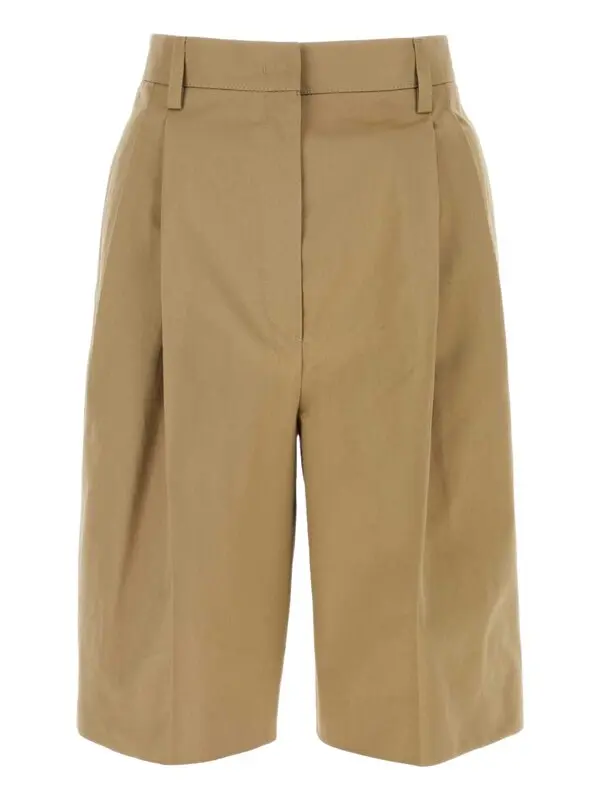 Prada Pleated Bermuda Shorts - Khaki