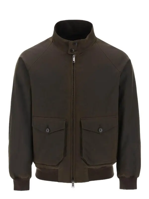 BARACUTA Waxed Zip Jacket - Black