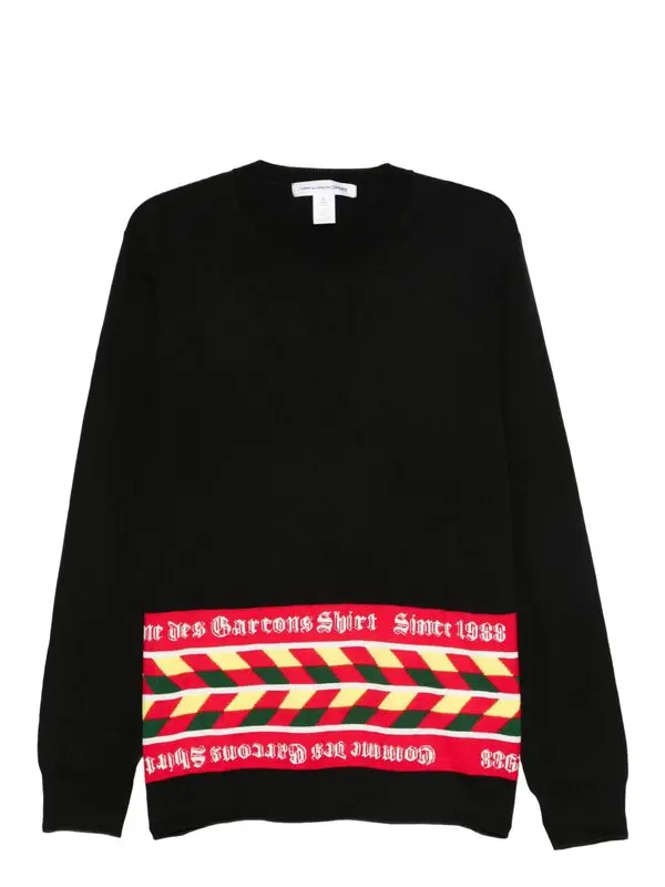 Comme Des Garçons Geometric Pattern Crew Neck Sweater - Black