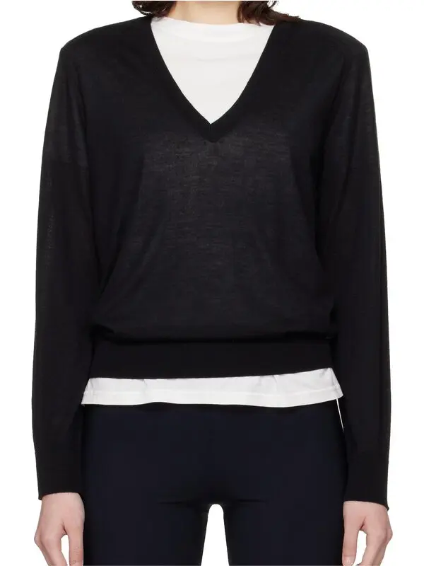 Loulou De Saison Long Sleeve V-neck Sweater - Black