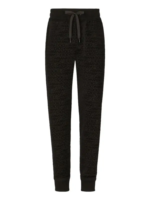 Dolce & Gabbana Dolce Gabbana All-over Logo Flocked Joggers - Black