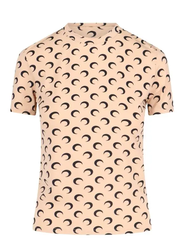 MARINE SERRE Crescent Print Fitted T-shirt - Nude