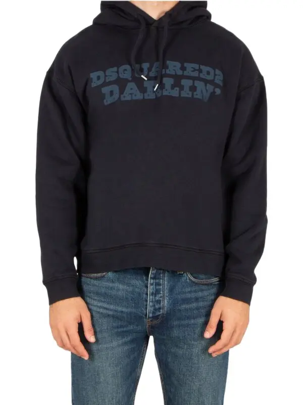 Dsquared2 Logo Printed Drawstring Hoodie - Blue