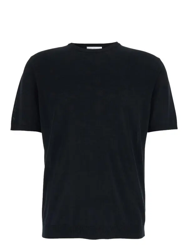 ROBERTO COLLINA Crew Neck Short Sleeve Sweater - Black