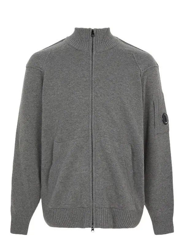 C.P. COMPANY Zip-up Knitwear With Lens Detail - Bronze-gray