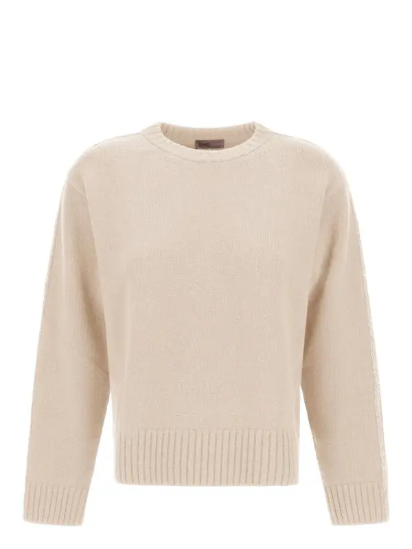 Herno Embellished Crew Neck Sweater - Nude