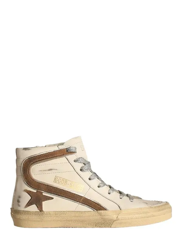 GOLDEN GOOSE High-top Sneakers With Star Patch - Nude