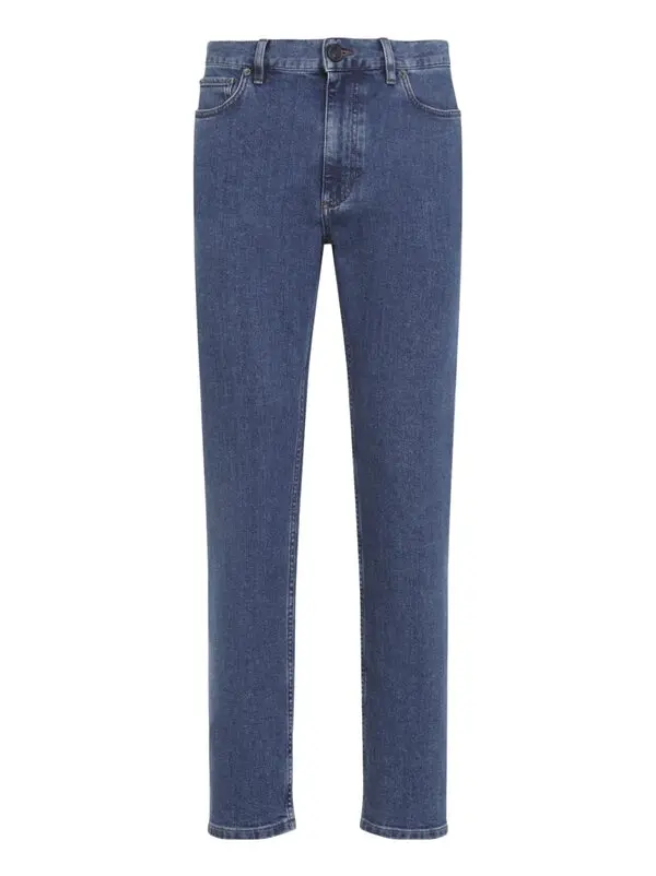 Zegna Logo Patch Straight-leg Jeans - Blue