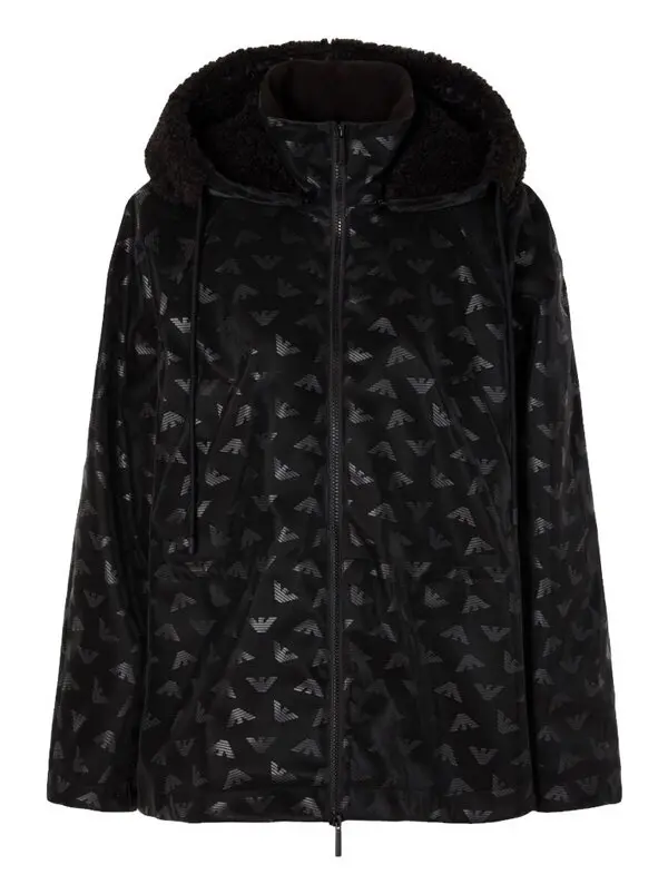 Emporio Armani Logo-print Hooded Jacket - Black