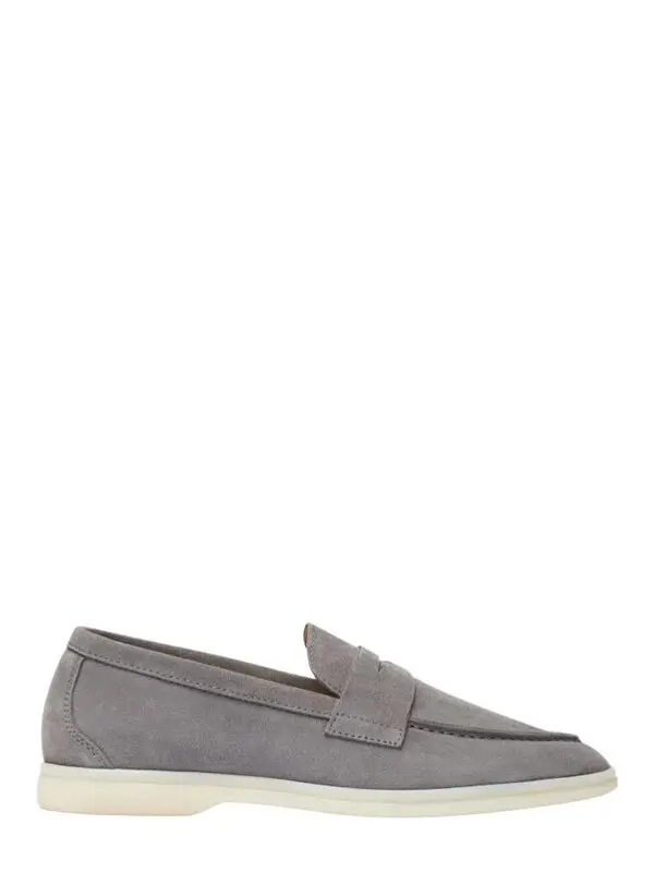 SCAROSSO Luciana Almond Toe Loafers - Grey