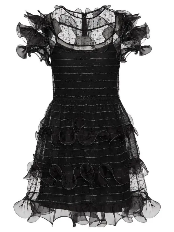 Red Valentino Ruffled Mini Dress - Black