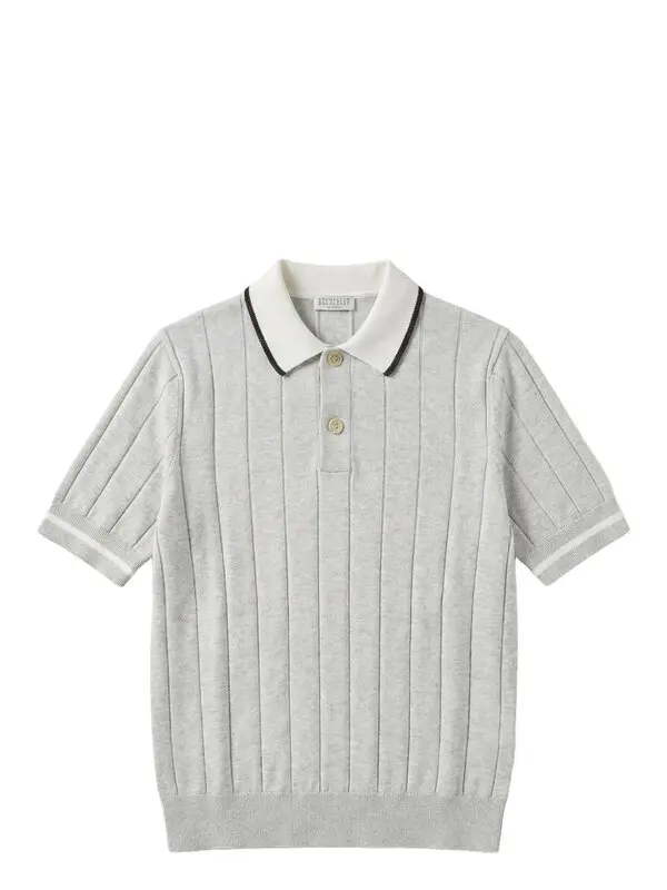 Brunello Cucinelli Short-sleeved Knitted Polo Shirt - White