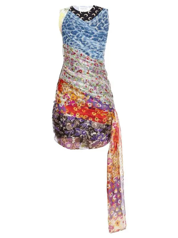 MARINE SERRE Patchwork Pattern Mini Dress - Multicolor