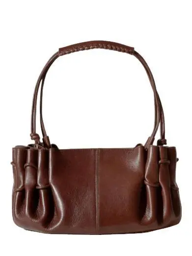 Hereu Pleated Shoulder Bag - Brown
