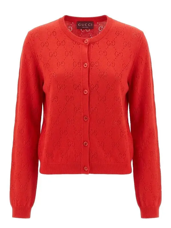Gucci Gg Knitted Cardigan - Red