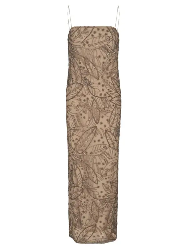 Polo Ralph Lauren Lauren Ralph Lauren Embellished Floral Slit Dress - Brown