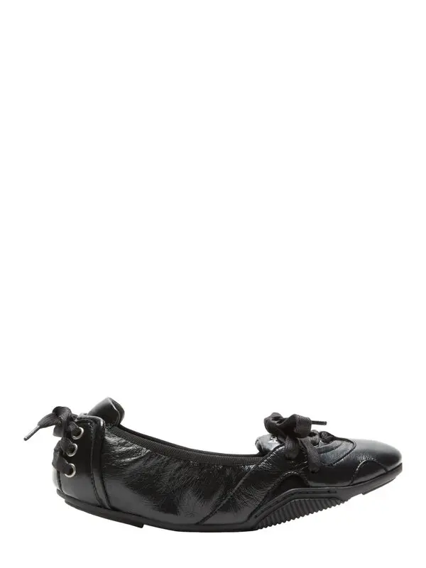 Acne Studios Leather Lace-up Ballerina Flats - Black