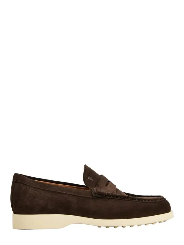 TOD'S Suede Penny Loafers - Brown