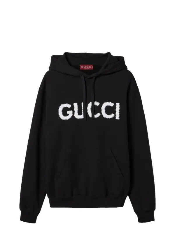 Gucci Embroidered Jersey Hoodie - Black