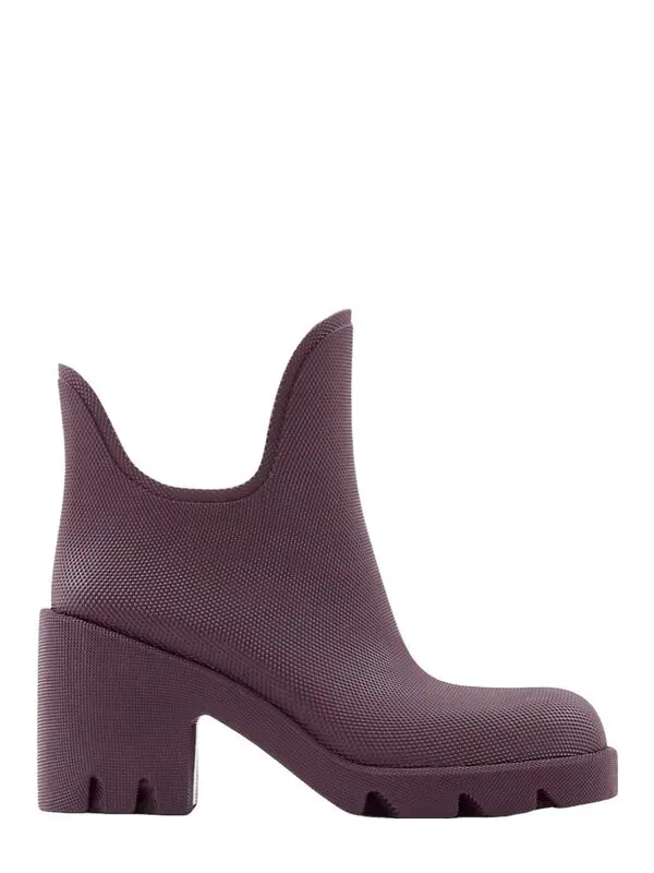 Burberry Round Toe Heeled Boots - Purple